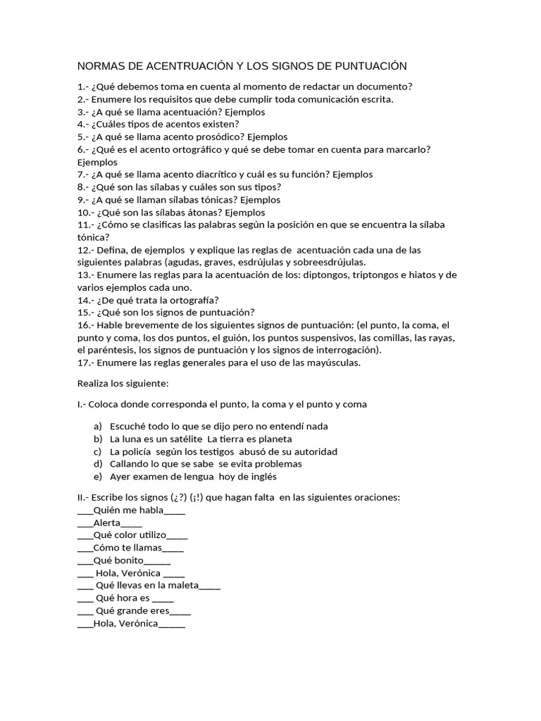 Normas de Acentuación y Puntuación | PDF | Símbolos tipográficos ...