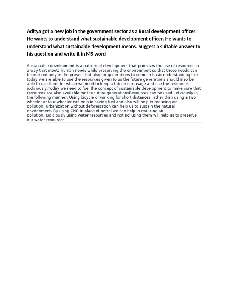 Aditya Got A New Job in The Government Sector As A Rural Development ...