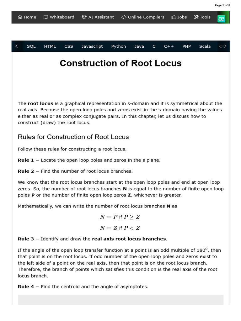 Construction of Root Locus in Control Systems | PDF | Control Flow | Numbers