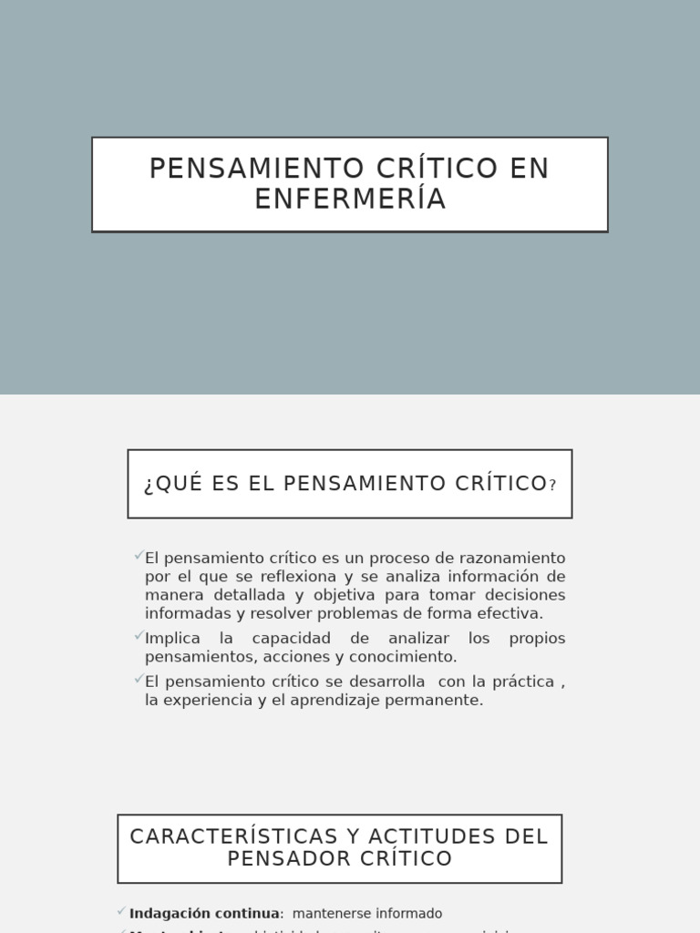 Pensamiento Crítico en Enfermería: Guía Esencial | PDF | Pensamiento ...