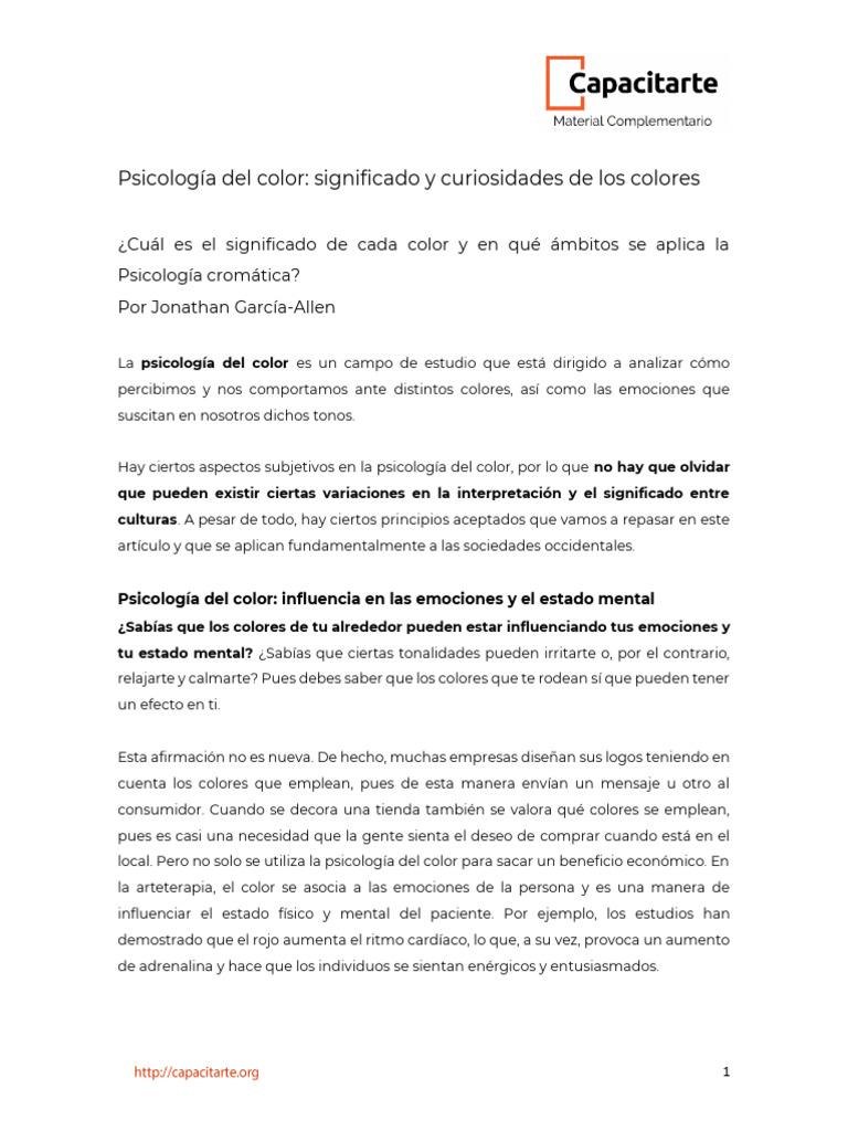 Psicología del Color y su Significado | PDF | Color | Sicología