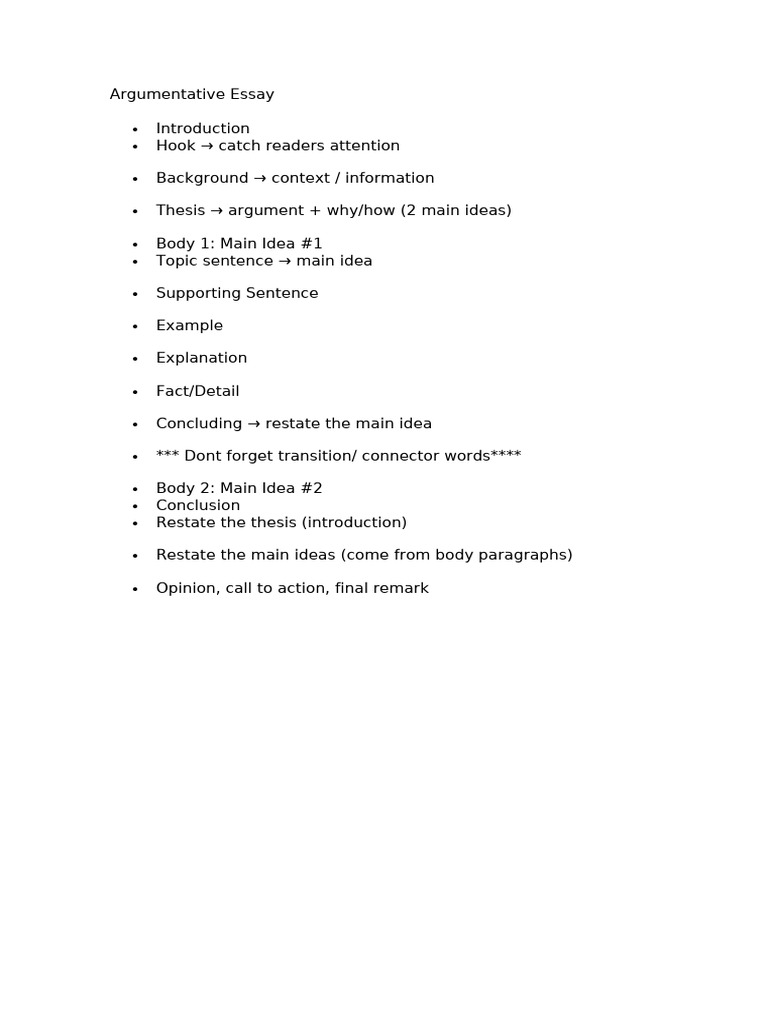 Argumentative Essay Structure | PDF