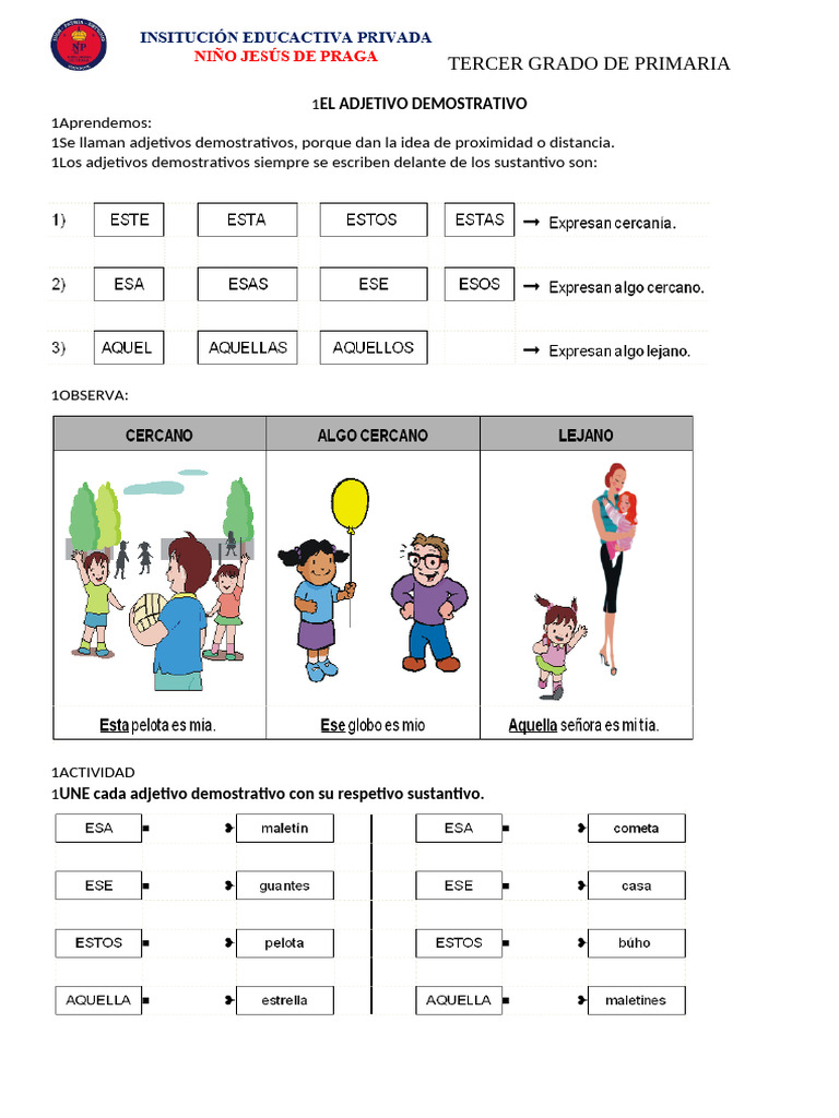 Adjetivos Demostrativos y Numerales | PDF