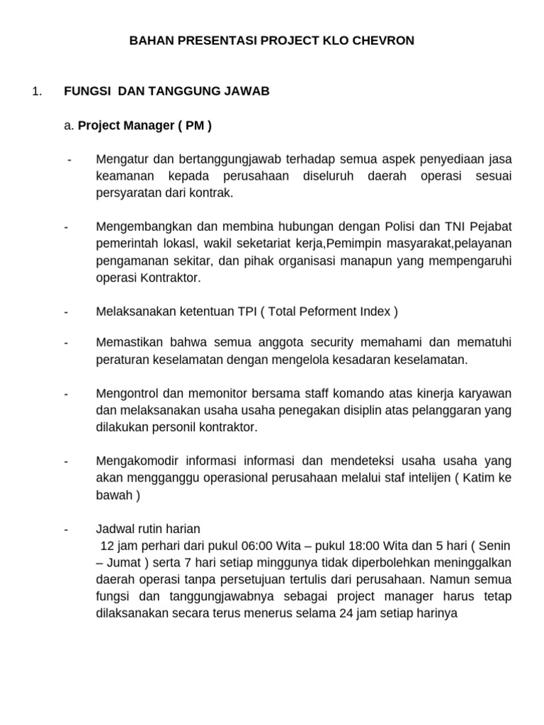 Tanggung Jawab dan Strategi Keamanan KLO Chevron | PDF