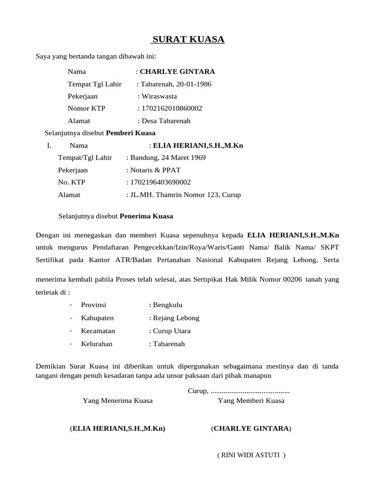 Master Surat Kuasa Pengecekan Sertifikat | PDF