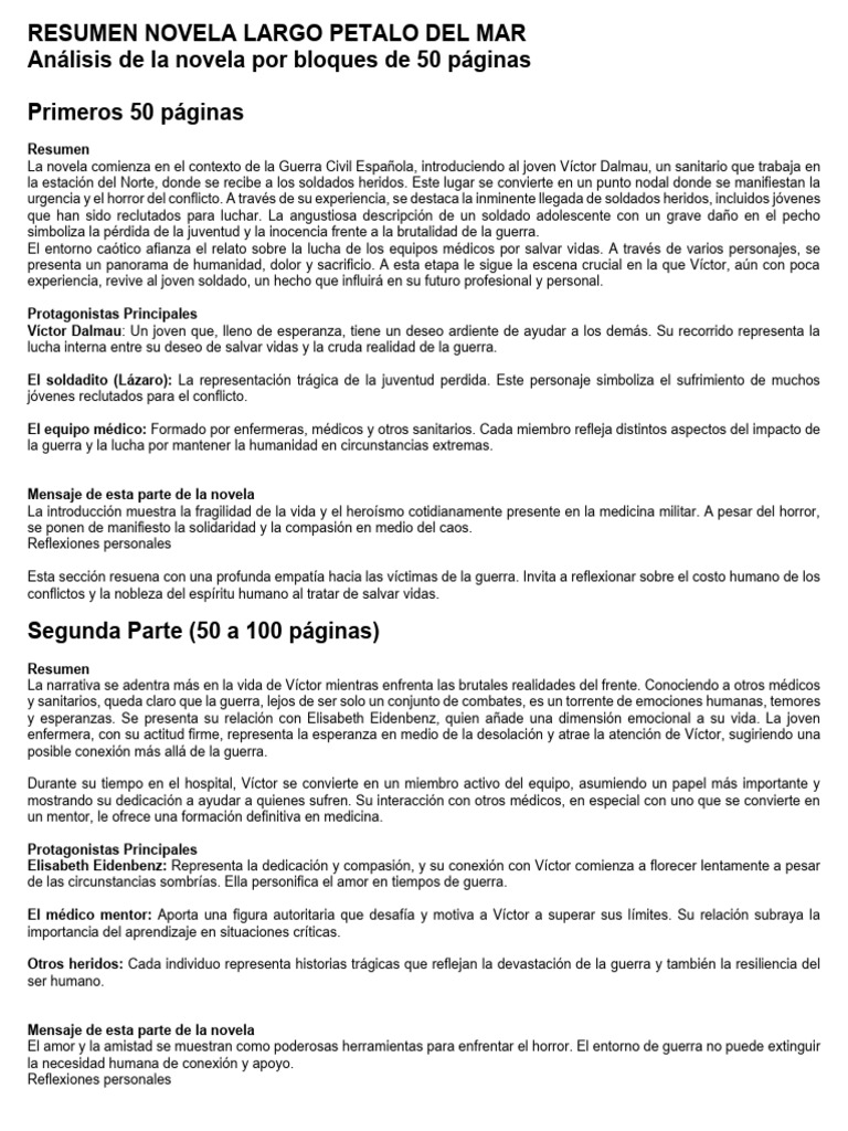 Resumen Novela Largo Petalo Del Mar | PDF | Sufrimiento | Novelas