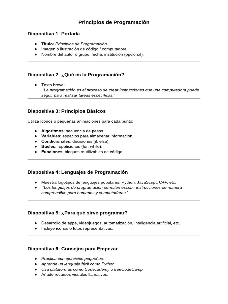 Principios de Programacion | PDF