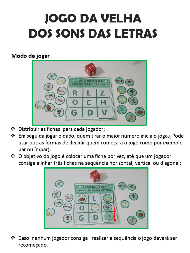 Jogo Da Velhas - Dos Sons Das Letras - MODO de JOGAR | PDF