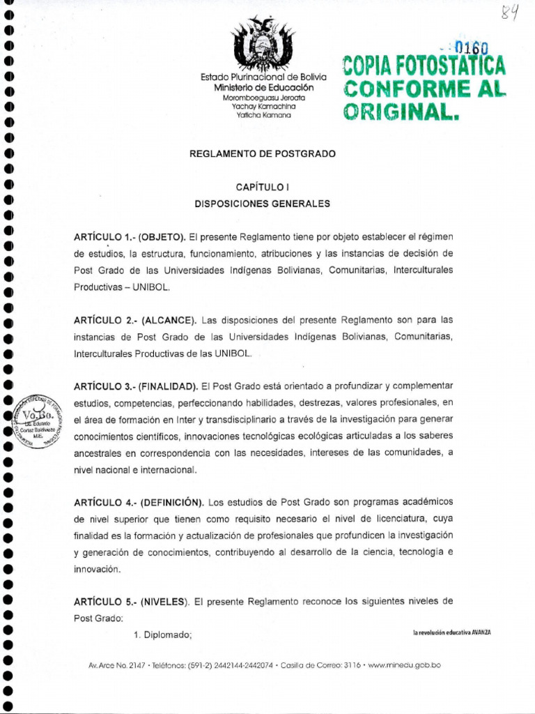 Reglamento de Postgrado | PDF