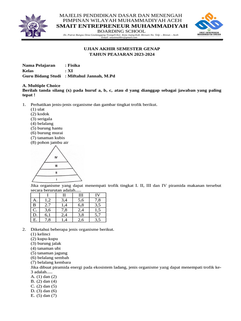 Soal Biologi Uas Genap X | PDF
