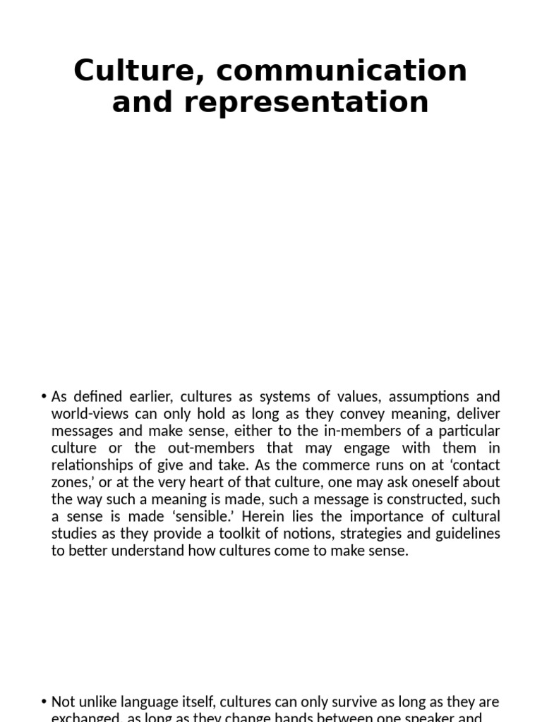 Culture, Communication and Representation (1) - 1 | PDF | Communication ...