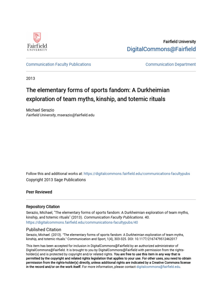 The Elementary Forms of Sports Fandom - A Durkheimian Exploration | PDF ...
