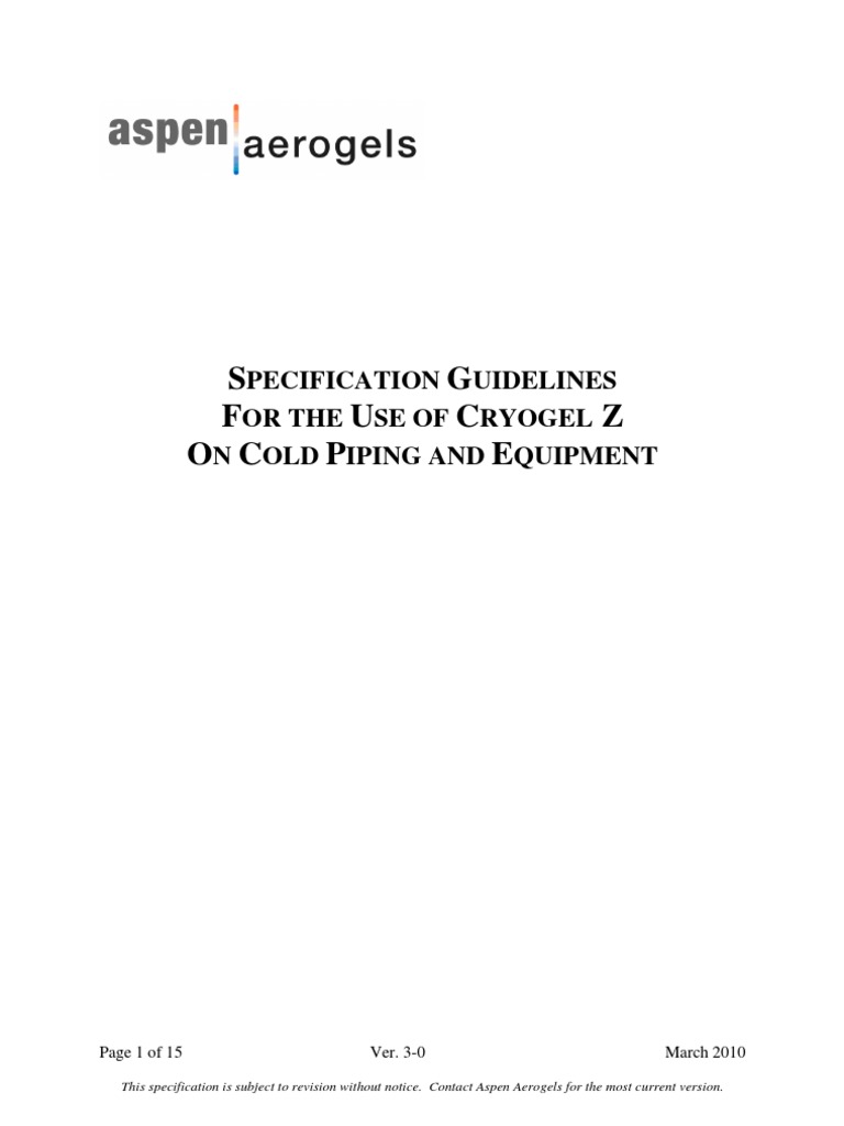 Cryogel Z Specification Guidelines 3-0 | PDF | Thermal Insulation ...