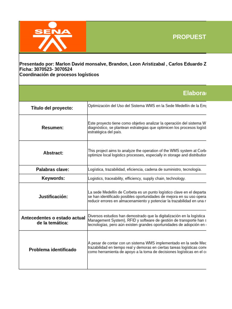 Optimización WMS en Corbeta Medellín | PDF | Logística | Gestión de la ...