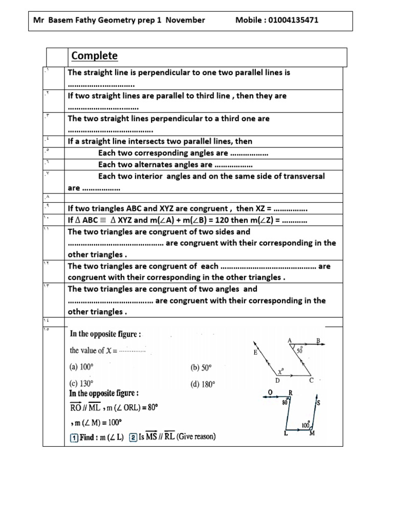 November Exam Prep 1 Geometry | PDF