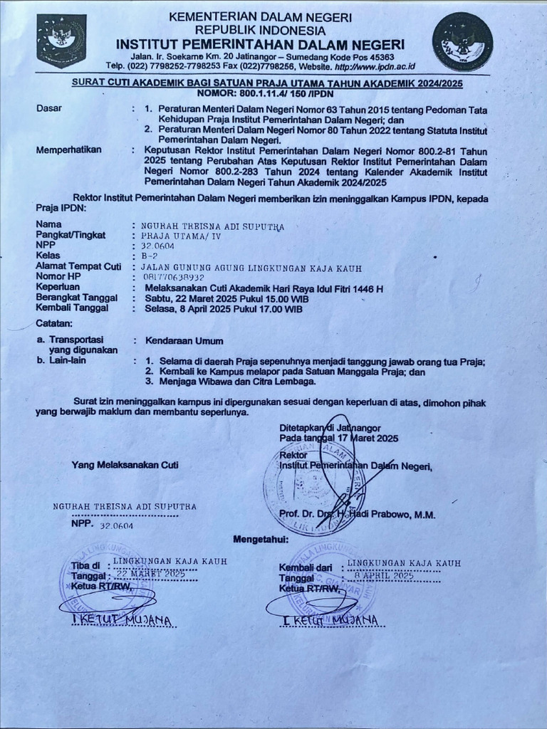 Surat Cuti | PDF