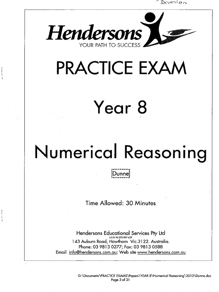 Numerical Reasoning | PDF