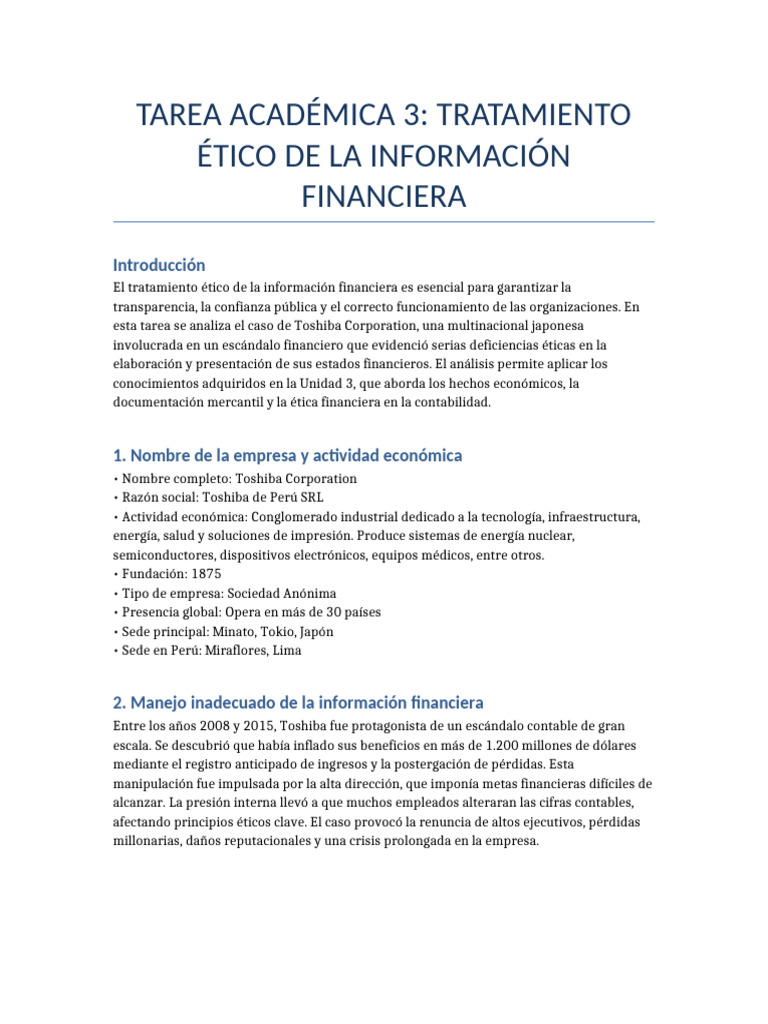 TA3 Toshiba Corregida | PDF | Contador | Contabilidad