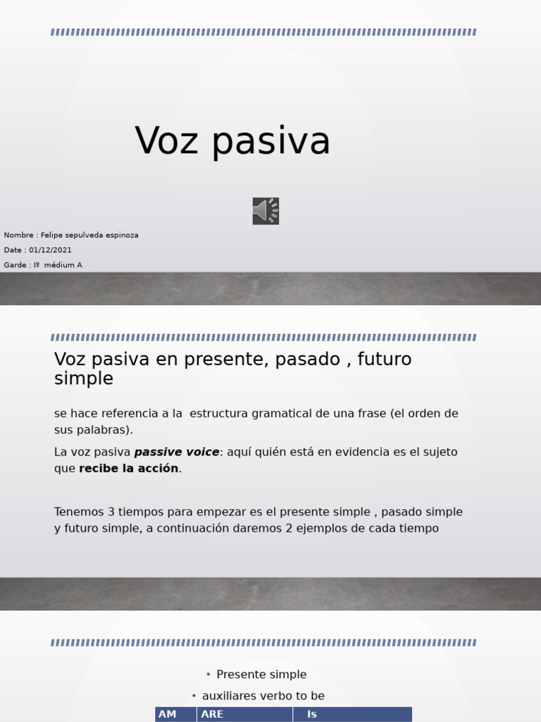 Voz Pasiva: Presente, Pasado y Futuro | PDF | Lingüística | Gramática