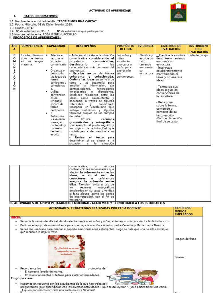 Escribimos una carta a Jesús | PDF | Lingüística | Aprendizaje