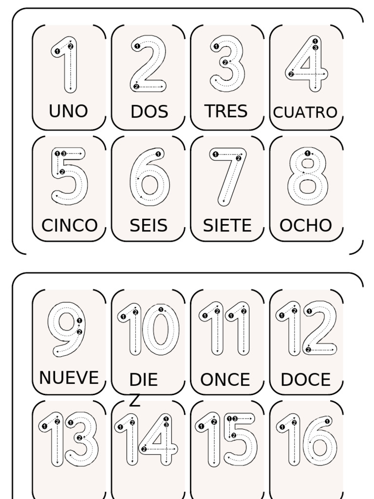 Trazo de Números Del 1 Al 100 en Español | PDF