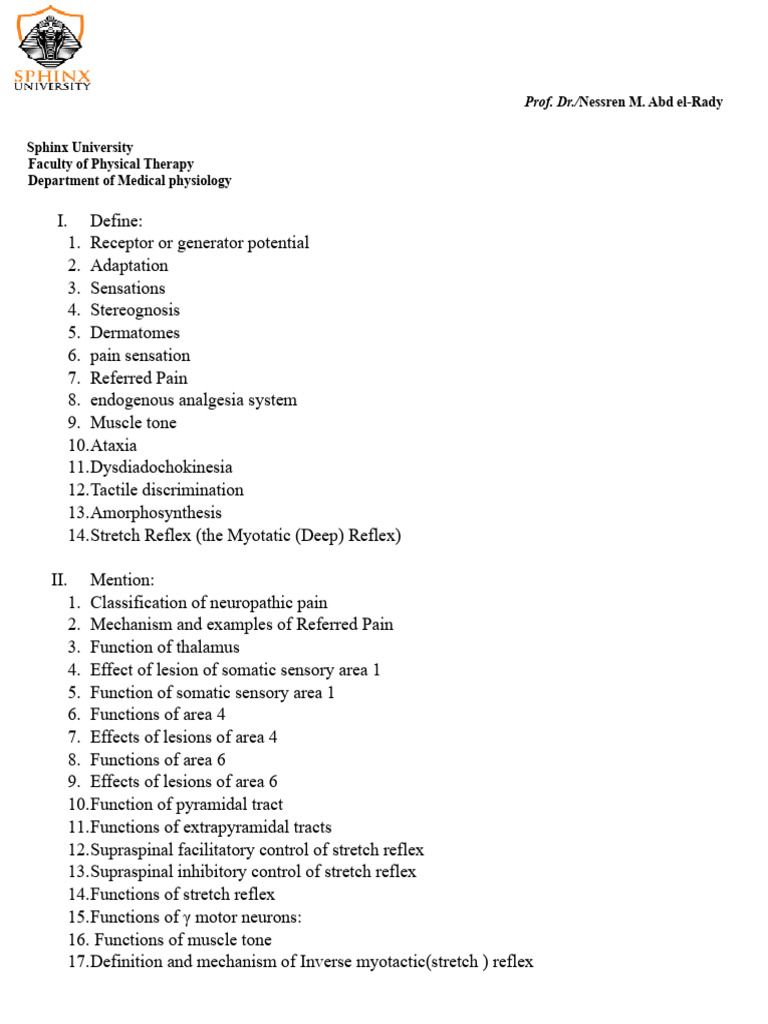 Neurophysiology Questions | PDF