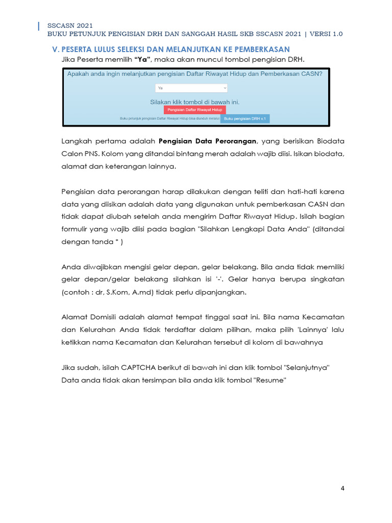 Panduan Pengisian DRH SSCASN 2021 | PDF