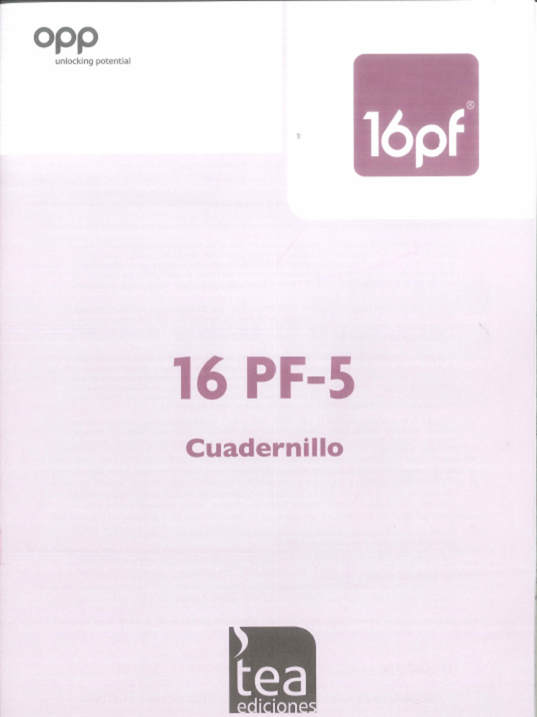 Cuadernillo 16pf Preguntas | PDF