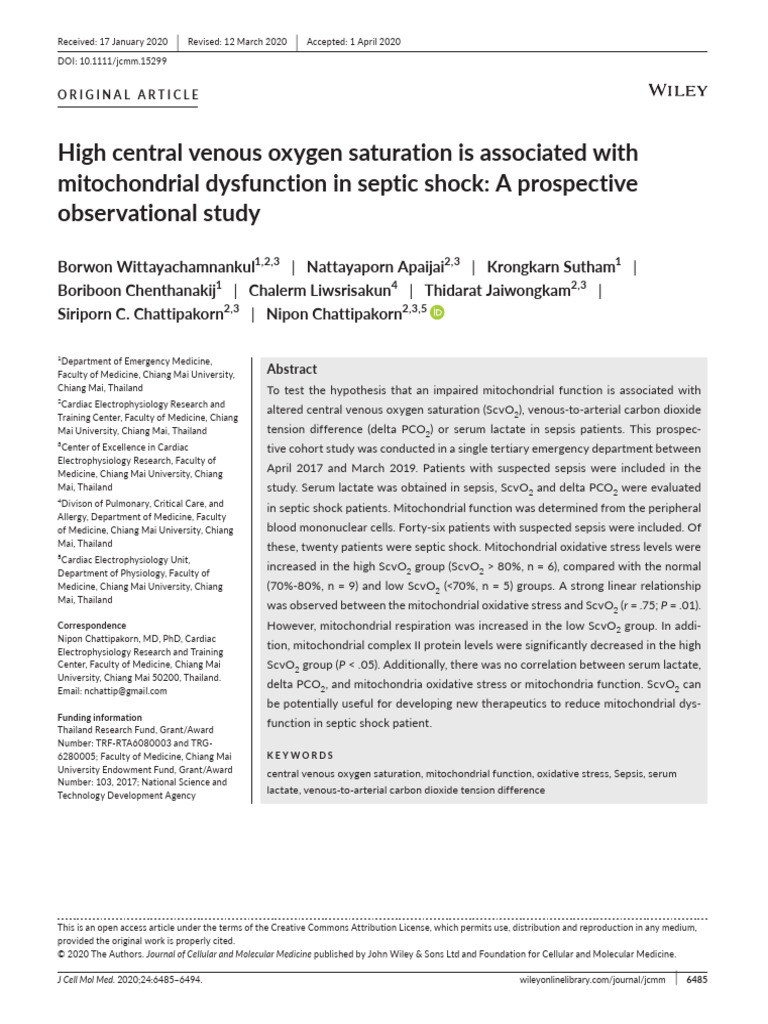 High Central Venous Oxygen Saturation Is Associate | PDF | Sepsis | Medical Specialties
