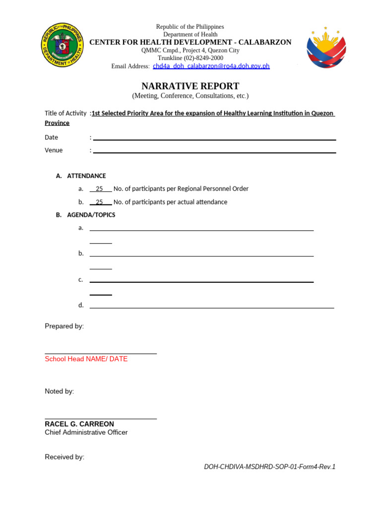 NEW HLI Narrative Report Template | PDF