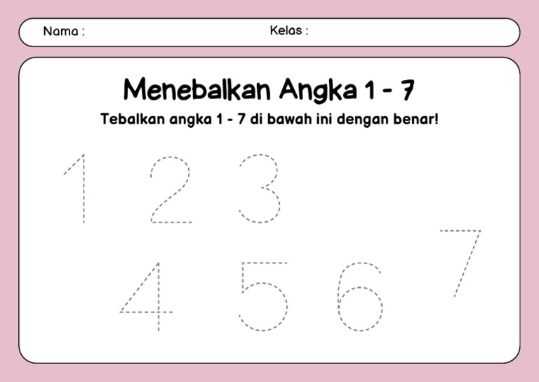 Menebalkan Angka Lembar Kerja Kuning Sederhana (1) | PDF