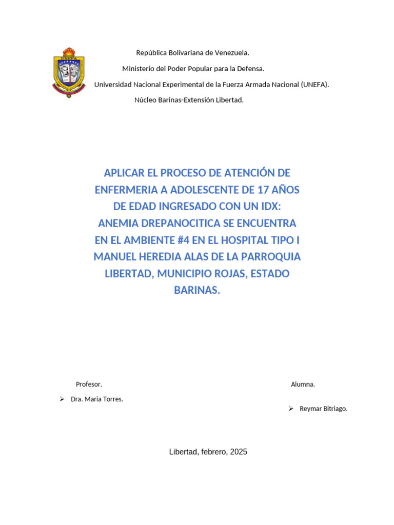 Borrador Reymar | PDF | Anemia | Medicina CLINICA