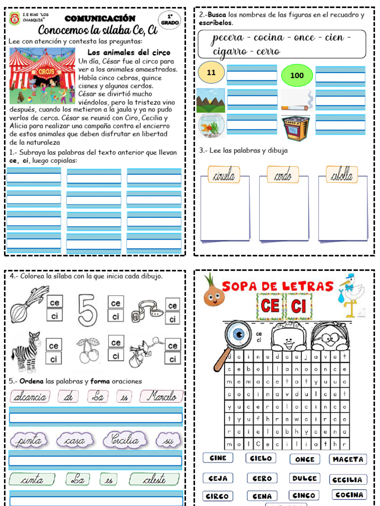 Actividades de Aprendizaje: Sílabas Ce y Ci | PDF