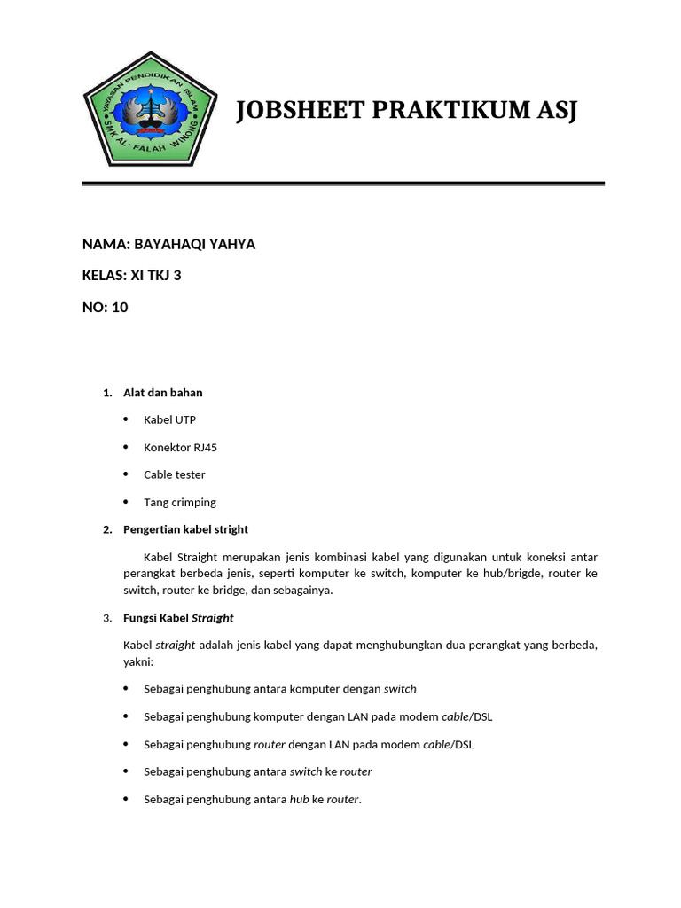 Jobsheet Praktikum Asj Yhy | PDF
