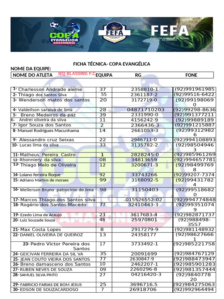 Ficha Técnica Ieq Blassing F.C2025 | PDF