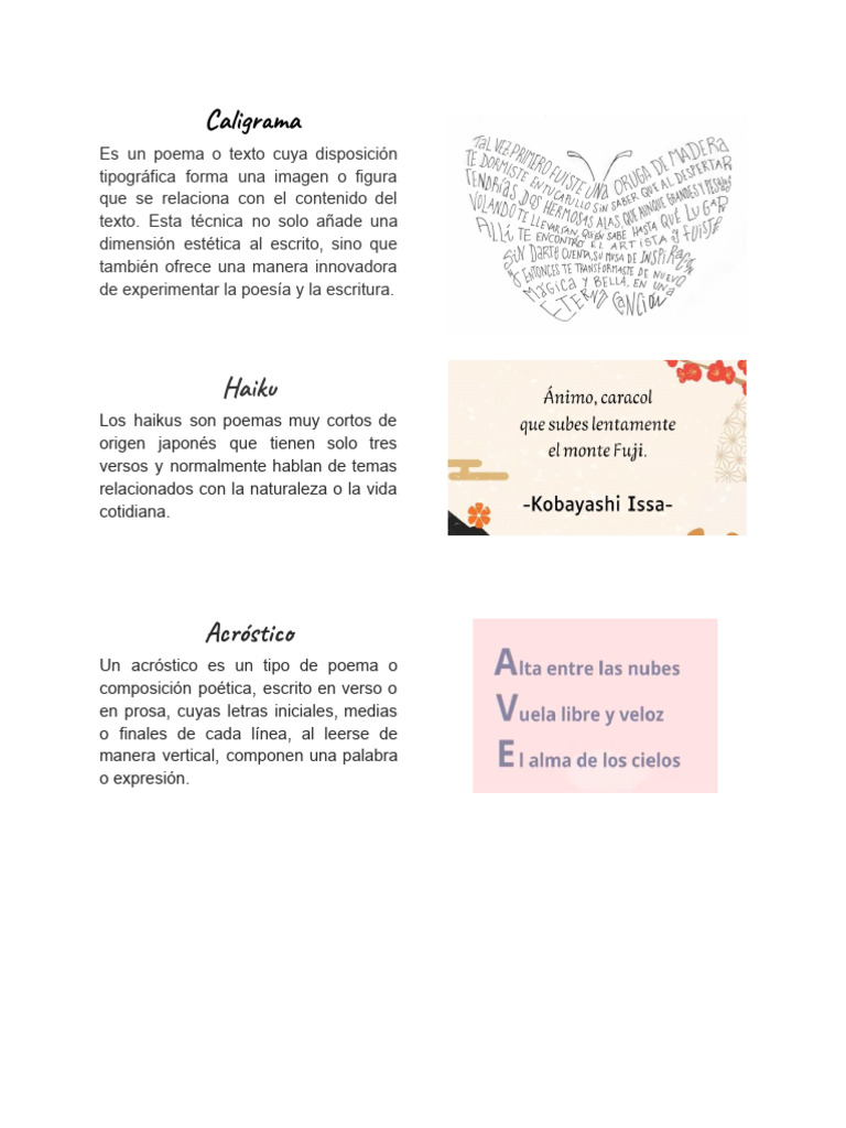 Tipos de Poemas | PDF