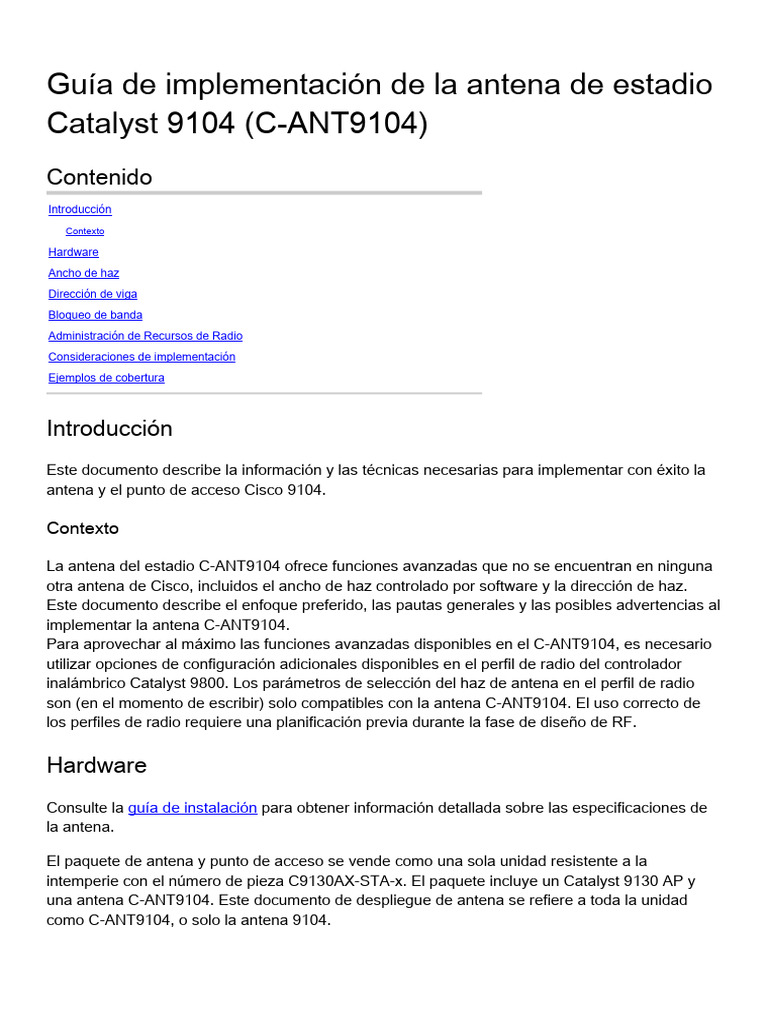 Guía de implementación C-ANT9104 | PDF | Antena (Radio) | Software