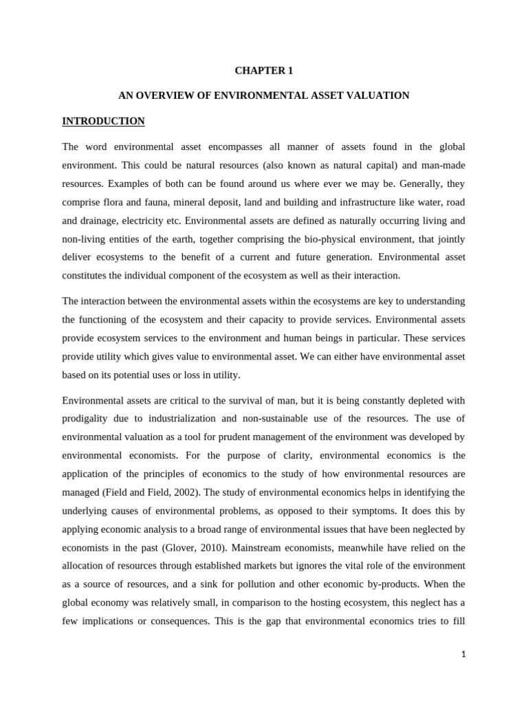 An Overview of Environmental Asset Valuation | PDF | Market (Economics ...
