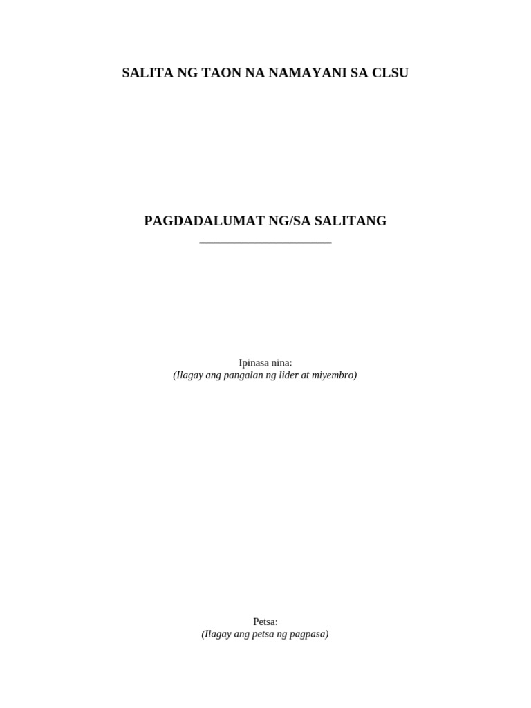 Pormat para Sa Pinal Na Papel - Salita NG Taon | PDF