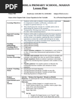 Lesson Plan - Linear Equation in One Variable | PDF | Equations ...