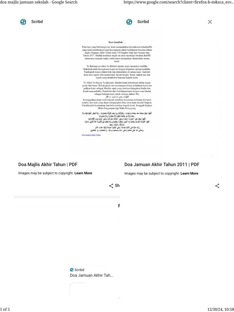 Doa Majlis Jamuan Sekolah - Google Search | PDF