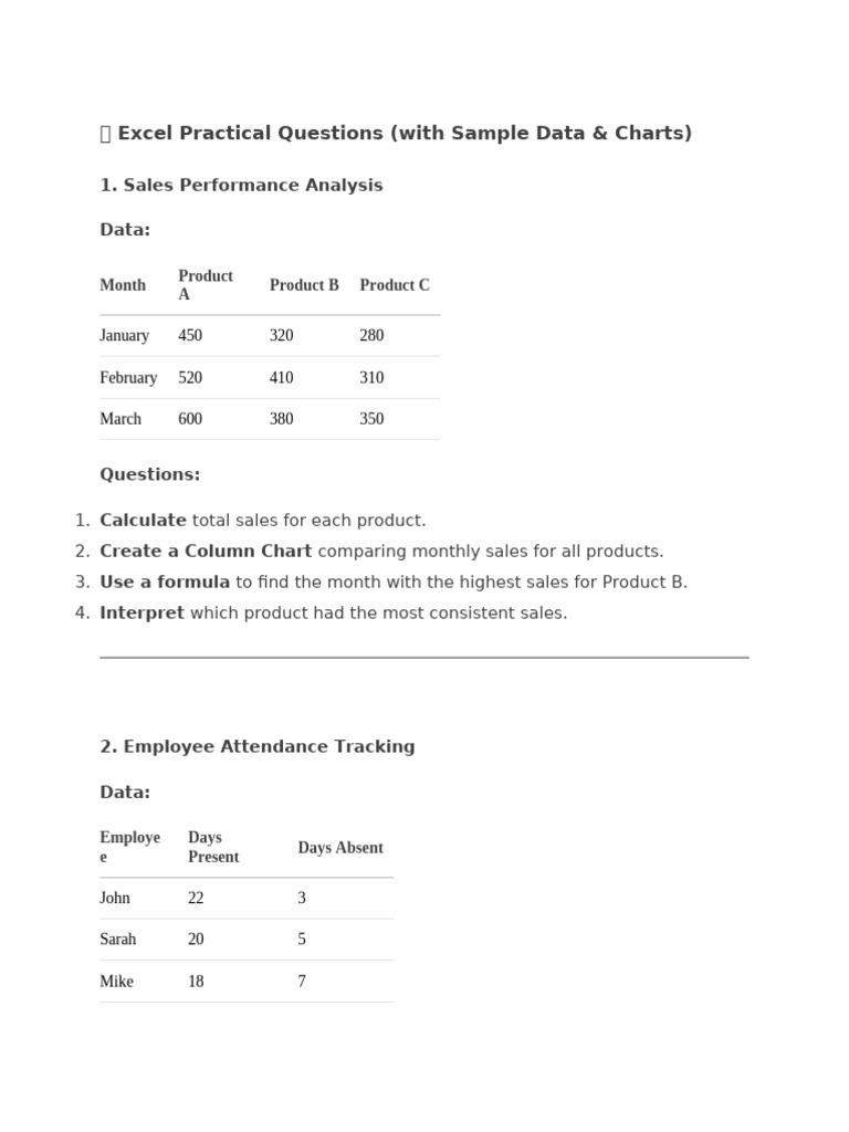 ? Excel Practical Questions | PDF | Statistical Analysis | Teaching ...