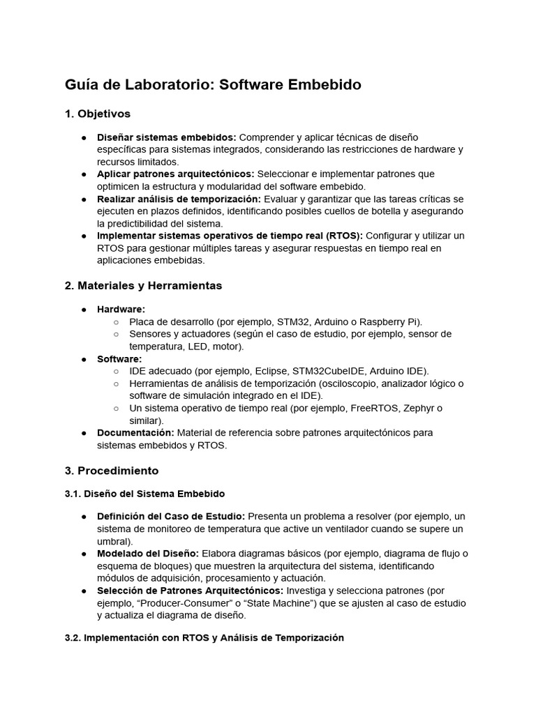 Laboratorio - Software Embebido | PDF | Software | Sistema Integrado