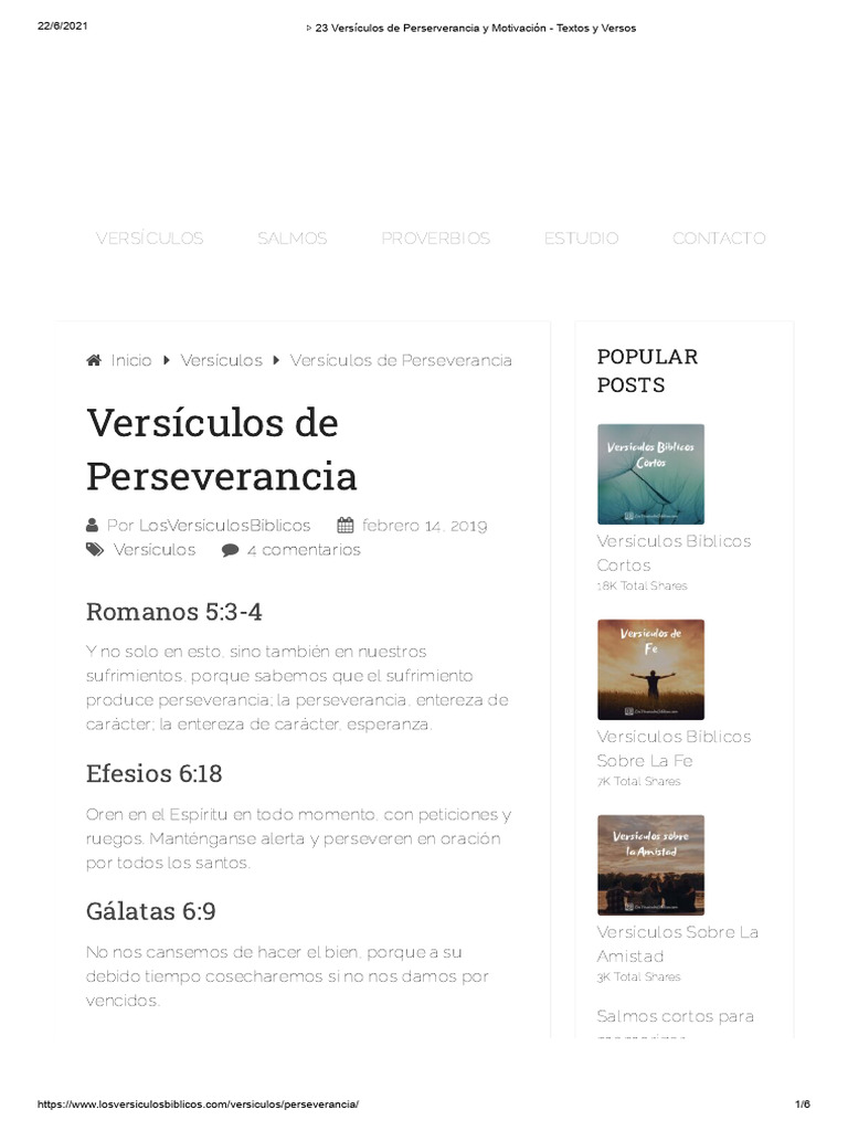 23 Versículos de Perserverancia y Motivación - Textos y Versos | PDF | Cristo (título) | Salmos