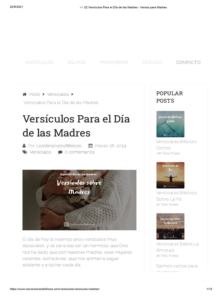 22 Versículos para El Día de Las Madres - Versos para Madres | PDF | Creencia religiosa y ...