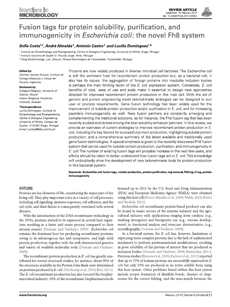 Fusion Tags For Protein Solubility, Purification, and | PDF