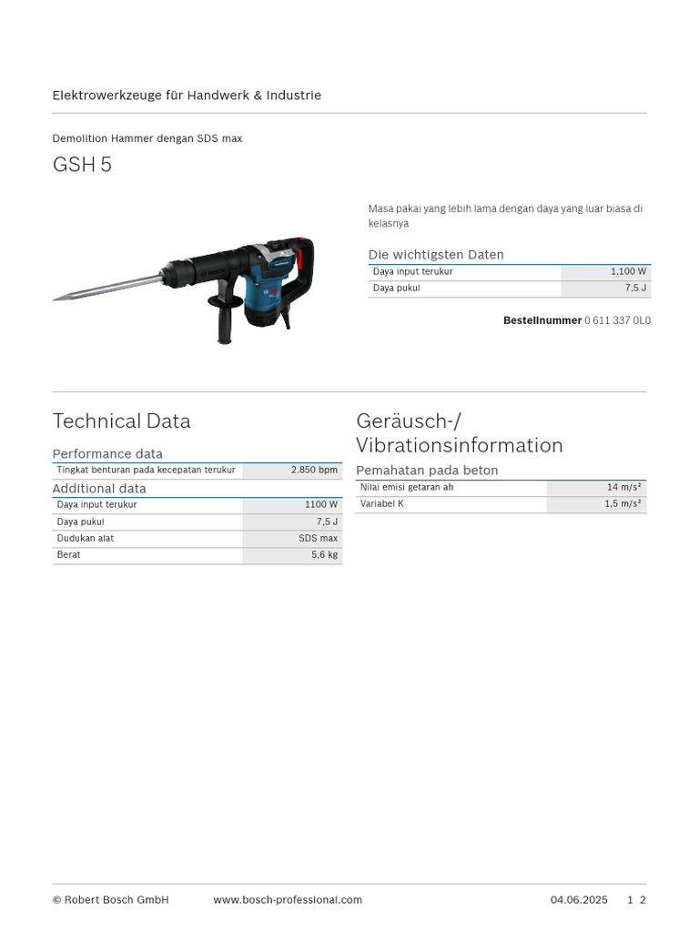 Bosch Gsh-5-Sheet | PDF