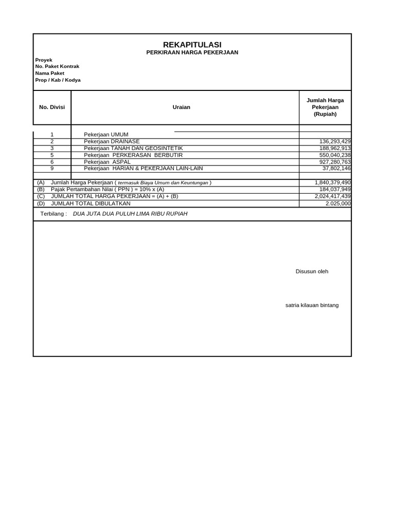 2025 - RAB - Backup Volume Pekerjaan Jalan Aspal (Punya Iyay) | PDF
