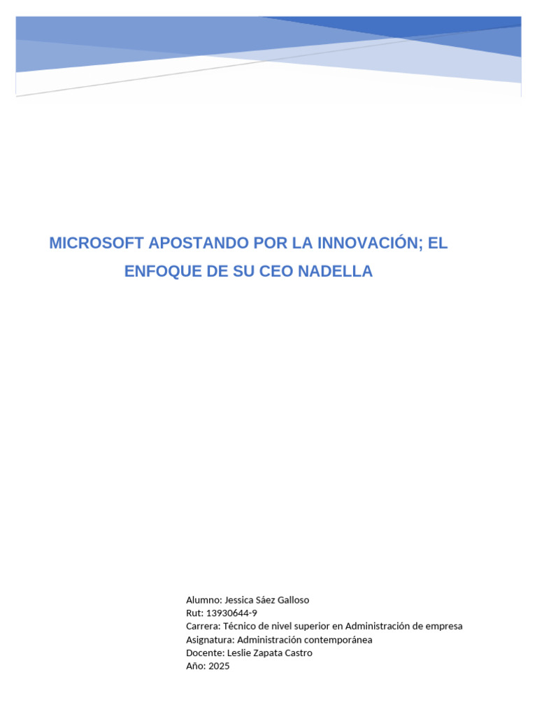Modulo III Adm. Contemporánea MICROSOFT APOSTANDO POR LA INNOVACIÓN EL ...