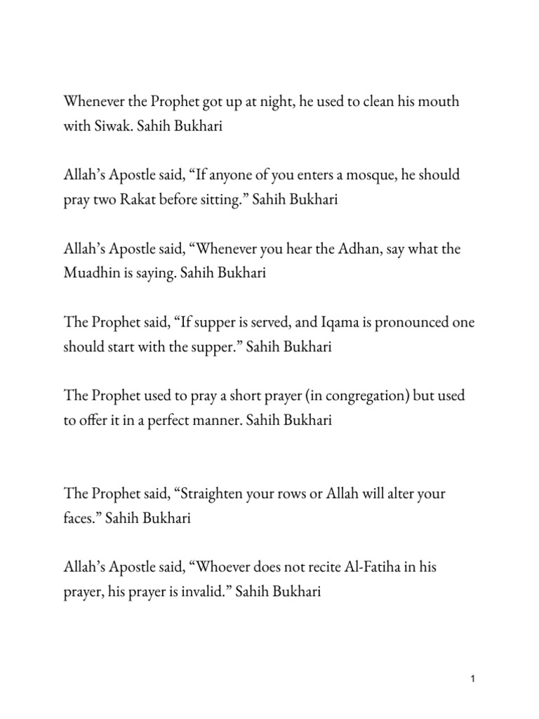 Collection of Short Hadiths | PDF | Muhammad | Semitic Words And Phrases